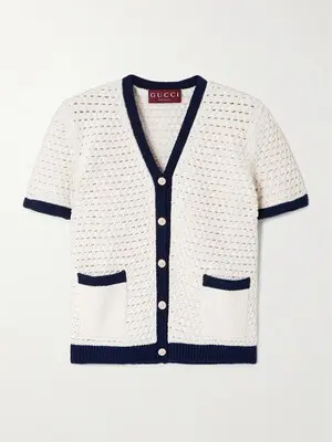 GUCCI Crocheted Cotton-Blend Cardigan