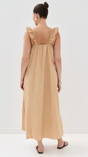 LE BOP Yvonne Ruffle Strap Dress - Tan