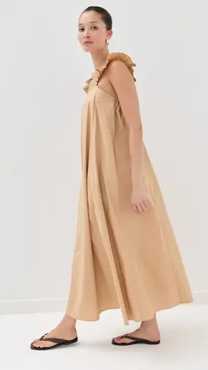 LE BOP Yvonne Ruffle Strap Dress - Tan