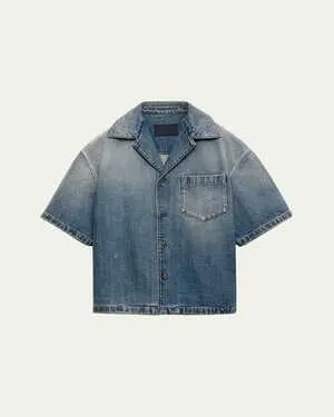 Prada Denim Boxy-fit Bowling Shirt