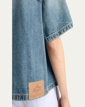 Prada Denim Boxy-fit Bowling Shirt