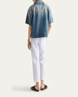 Prada Denim Boxy-fit Bowling Shirt