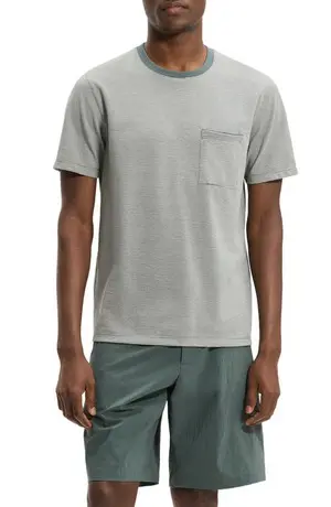 Theory Bird's Eye Ringer T-shirt - Pine Grove Multi