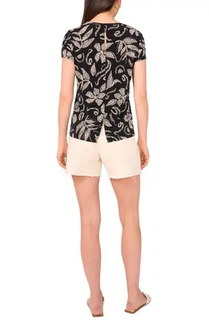 Vince Camuto Keyhole Floral Top