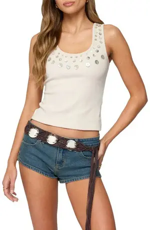 EDIKTED Pearly Button Tank