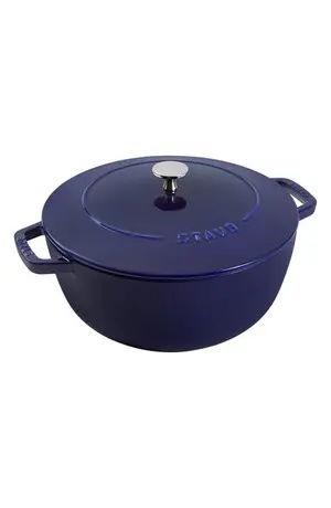 STAUB 5-quart Enameled Cast Iron Cocotte - Dark Blue