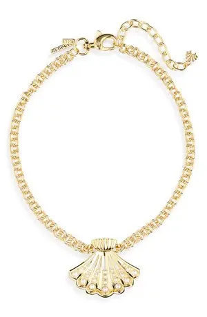Lele Sadoughi Fan Shell Collar Necklace - Gold