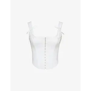 House Of Cb Kikki Stretch-cotton Corset Top - White