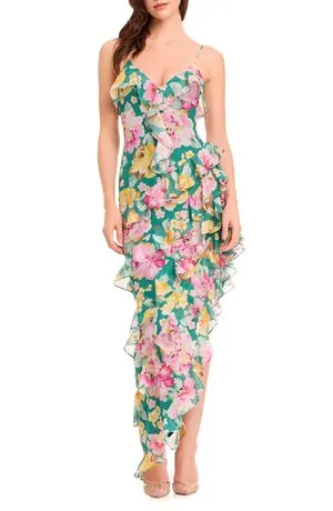 Dress The Population - Josefina Metallic Floral Gown