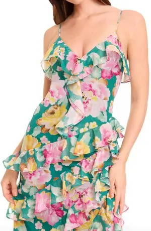 Dress The Population - Josefina Metallic Floral Gown