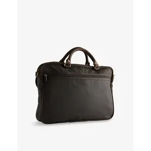 Barbour Leather-trimmed Waxed-cotton Briefcase