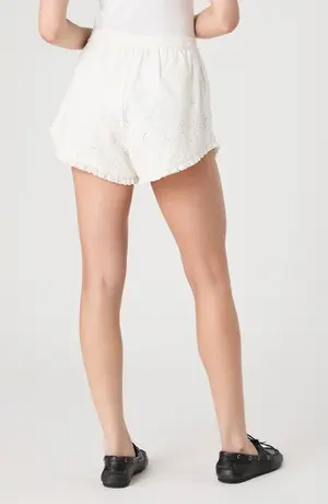 French Connection Cotton Eyelet Shorts With Ruffle Hem