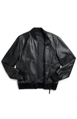 LAST WOLF Elk Leather Bomber Jacket