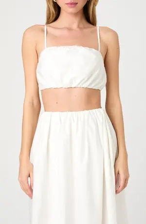 French Connection Cotton Bubble Crop Top - Summer White