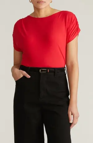 Universal Standard Helena Divine Jersey Top - Lipstick
