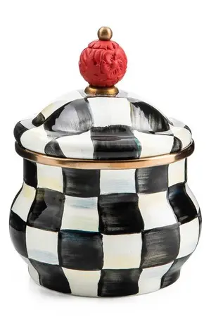MACKENZIE-CHILDS Courtly Check Lidded Sugar Bowl - Black/ White
