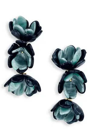 Lele Sadoughi Mini Rose Triple Drop Clip-on Earrings - Azure