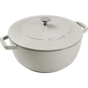 STAUB 5-quart Enameled Cast Iron Cocotte - White Truffle