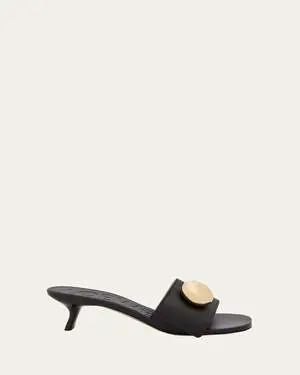 Loewe Pebble Leather Slide Sandals - Black