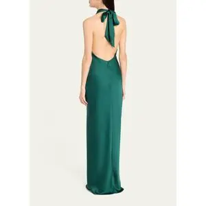 Ramy Brook Tatiana Low-cut Halter Column Gown - Ivory