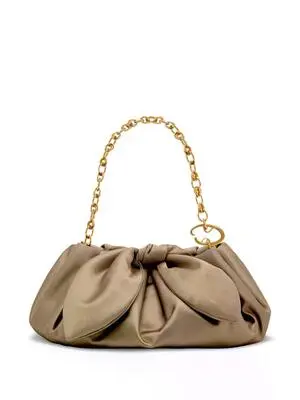 Oscar De La Renta Satin Clutch With Bow Detail - Brown