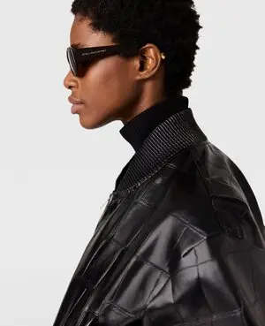 Stella McCartney Crocodile-embossed Cropped Bomber Jacket
