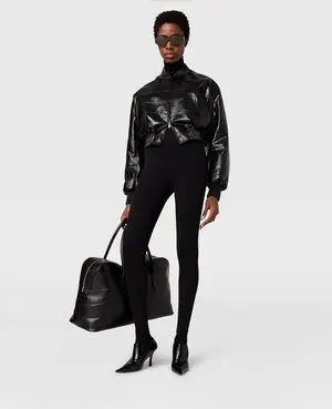 Stella McCartney Crocodile-embossed Cropped Bomber Jacket