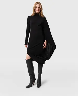 Stella McCartney Asymmetrical Cape Midi Dress - Black