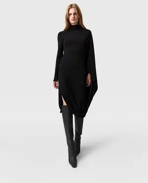 Stella McCartney Asymmetrical Cape Midi Dress - Black