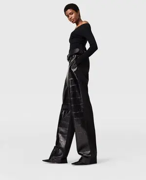 Stella McCartney Crocodile-embossed Straight-leg Pants