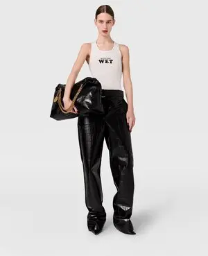 Stella McCartney Crocodile-embossed Straight-leg Pants