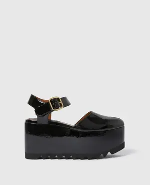 Stella McCartney Elyse Patent Platform Sandals - Black