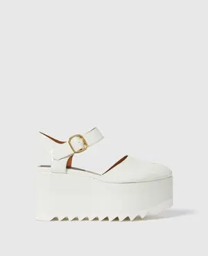 Stella McCartney Elyse Patent Platform Sandals - Ivory