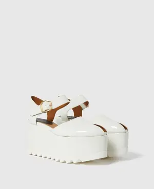 Stella McCartney Elyse Patent Platform Sandals - Ivory