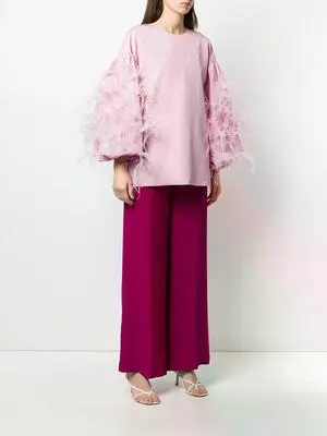 Valentino Garavani Feathered Sleeve Top
