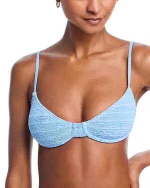 Bond Eye Gracie Balconette Bikini Top - Powder Blue Stripe