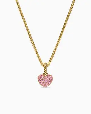 David Yurman Petite Pavé Heart Amulet - Pink Sapphire