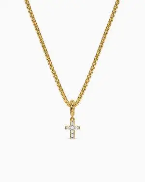 David Yurman 18k Yellow Gold Micro Pavé Cross Amulet - Diamond