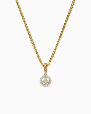 David Yurman 18k Yellow Gold And Peace Sign Amulet - Diamond