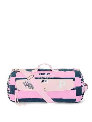 Pink Canvas Rolled Duffle Bag - Print