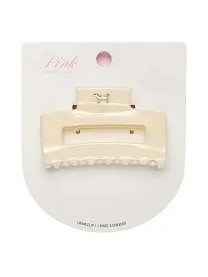 Pink Hair Claw Clip With Logo - Beige