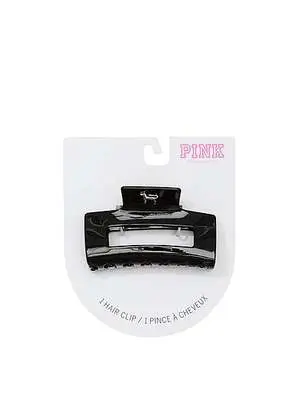 Pink Hair Claw Clip With Logo - Black