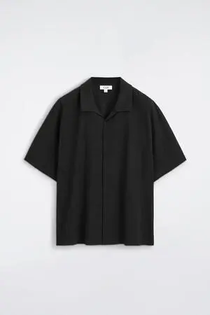 Cos Crinkled-cotton Shirt - Black
