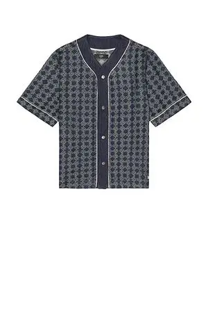 Amiri Ma Quad Denim Baseball Shirt