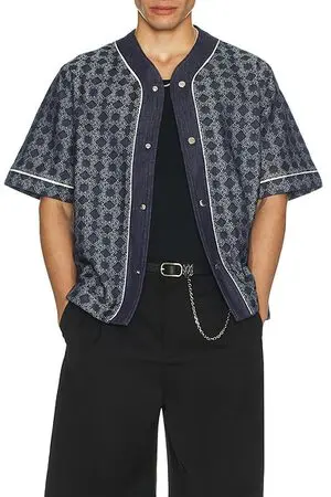 Amiri Ma Quad Denim Baseball Shirt