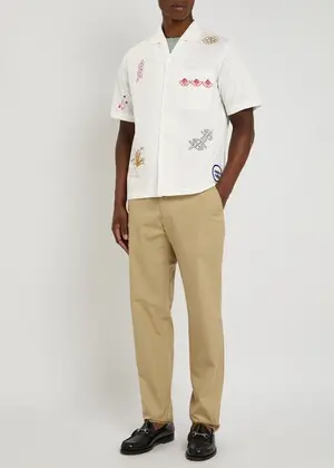 Universal Works Minari Embroidered Cotton-poplin Shirt