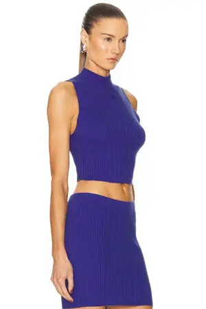 COURREGES Mock Neck Light Rib Top