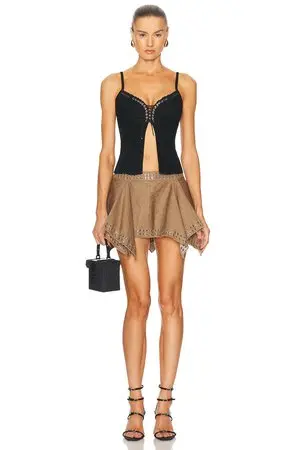 LUDOVIC DE SAINT SERNIN Eyelet Cleavage Top - Black
