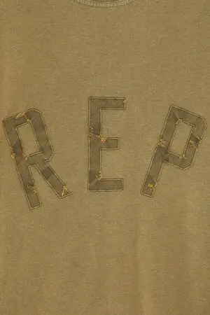 REPRESENT Rep Applique T-shirt In Olive - Fawn