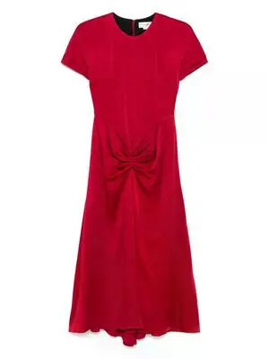 Victoria Beckham Draped Satin Midi Dress - Red
